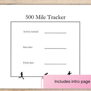 500 Mile Challenge Fitness Tracker | Goal Tracker | Exercise Tracker ...