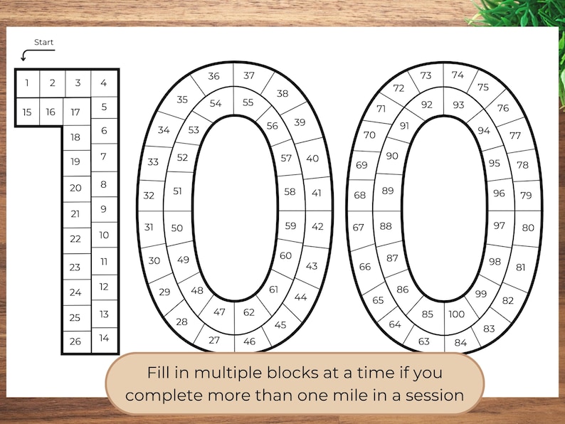 100 Mile Challenge Fitness Tracker | Goal Tracker | Exercise Tracker ...