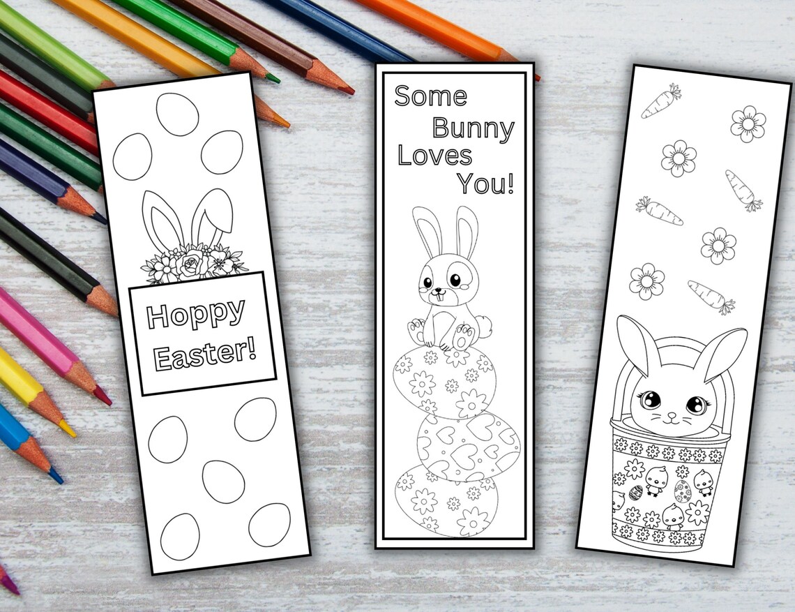 Easter Coloring Bookmarks Printable Bookmarks for Kids Printable Easter ...