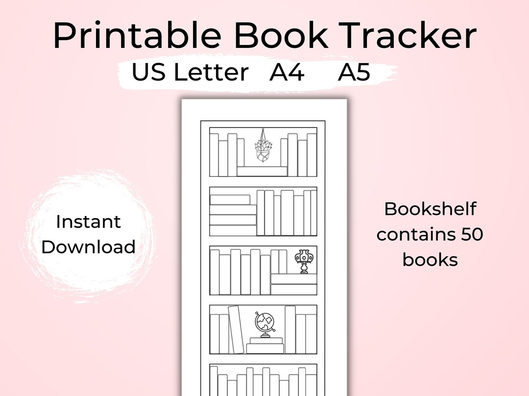 Printable Book Tracker | Reading Log | Instant Download | 50 Book ...