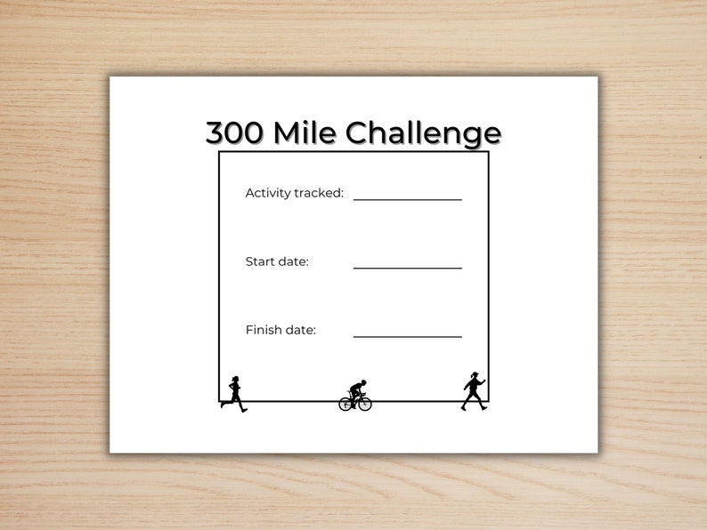 300 Mile Challenge Fitness Tracker | Goal Tracker | Exercise Tracker ...