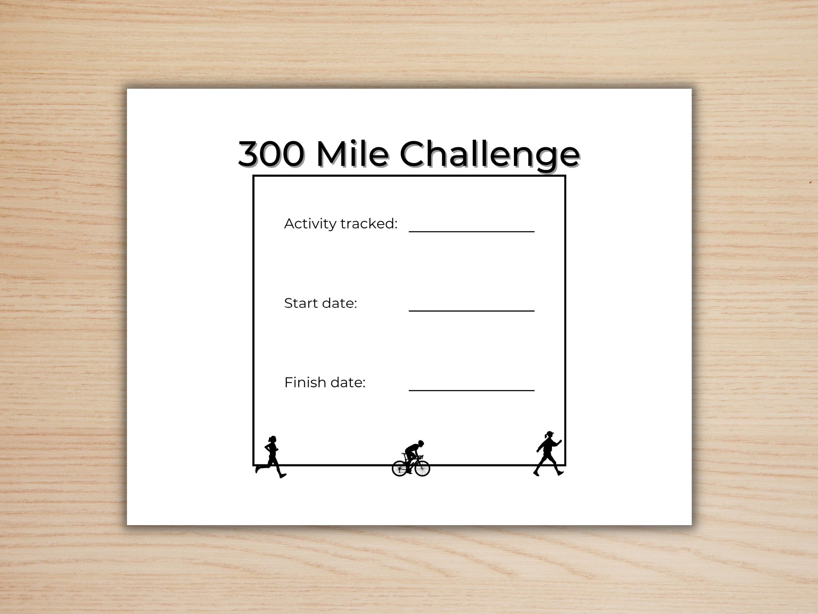 300 Mile Challenge Fitness Tracker | Goal Tracker | Exercise Tracker ...