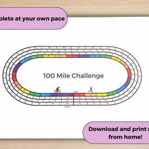 100 Mile Challenge Fitness Tracker | Goal Tracker | Exercise Tracker ...