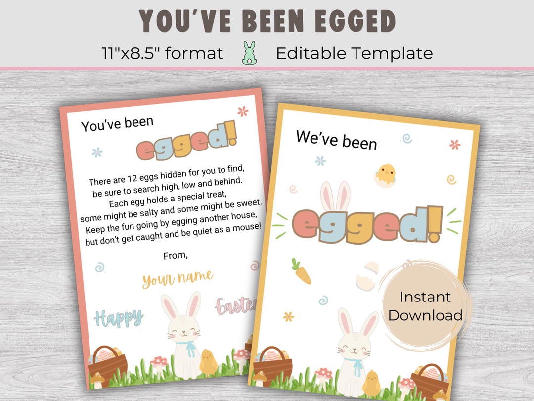 You've Been Egged Easter Printable, Easter Editable Template, Easter ...