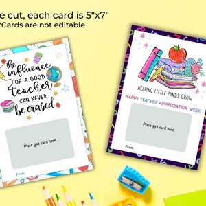 Teacher Gift Card Holder | Teacher Appreciation Printable | Teacher ...