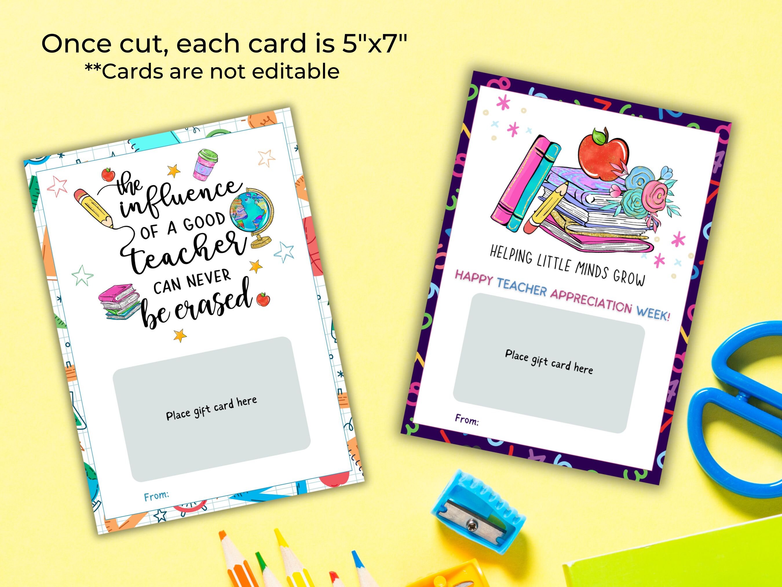 Teacher Gift Card Holder Teacher Appreciation Printable Teacher ...