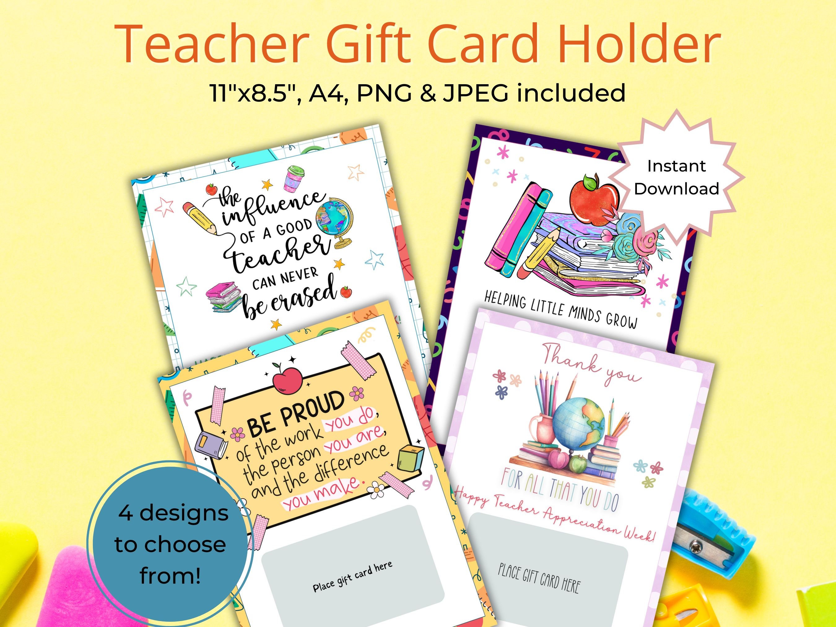 Teacher Gift Card Holder | Teacher Appreciation Printable | Teacher ...