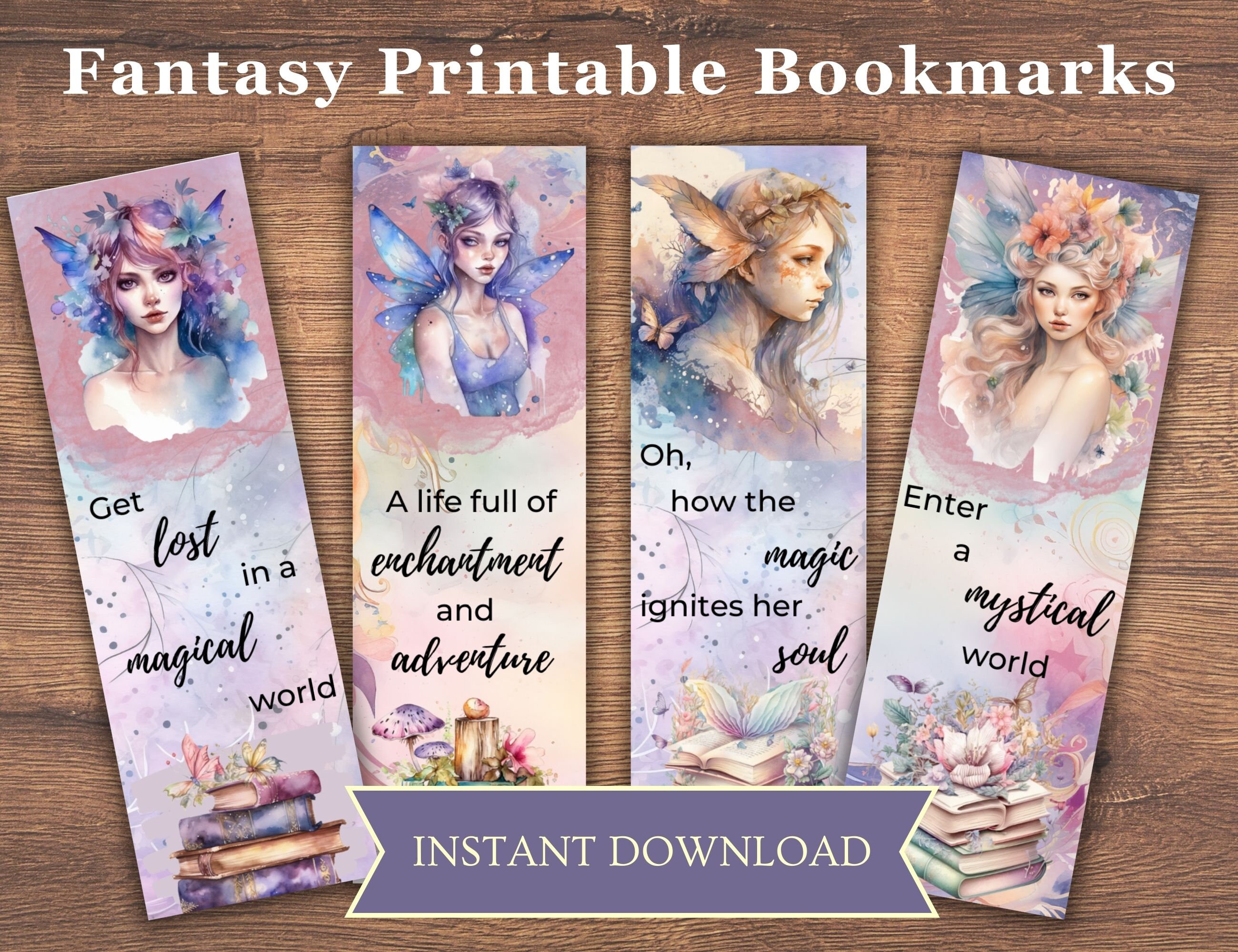 Fantasy Printable Bookmarks, Fairy Bookmark, Junk Journal, Scrapbooking ...