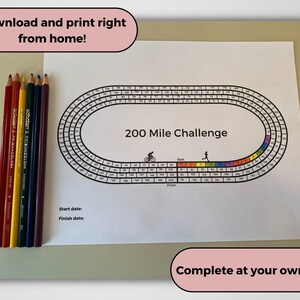 200 Mile Challenge Fitness Tracker | Instant Download | Exercise ...