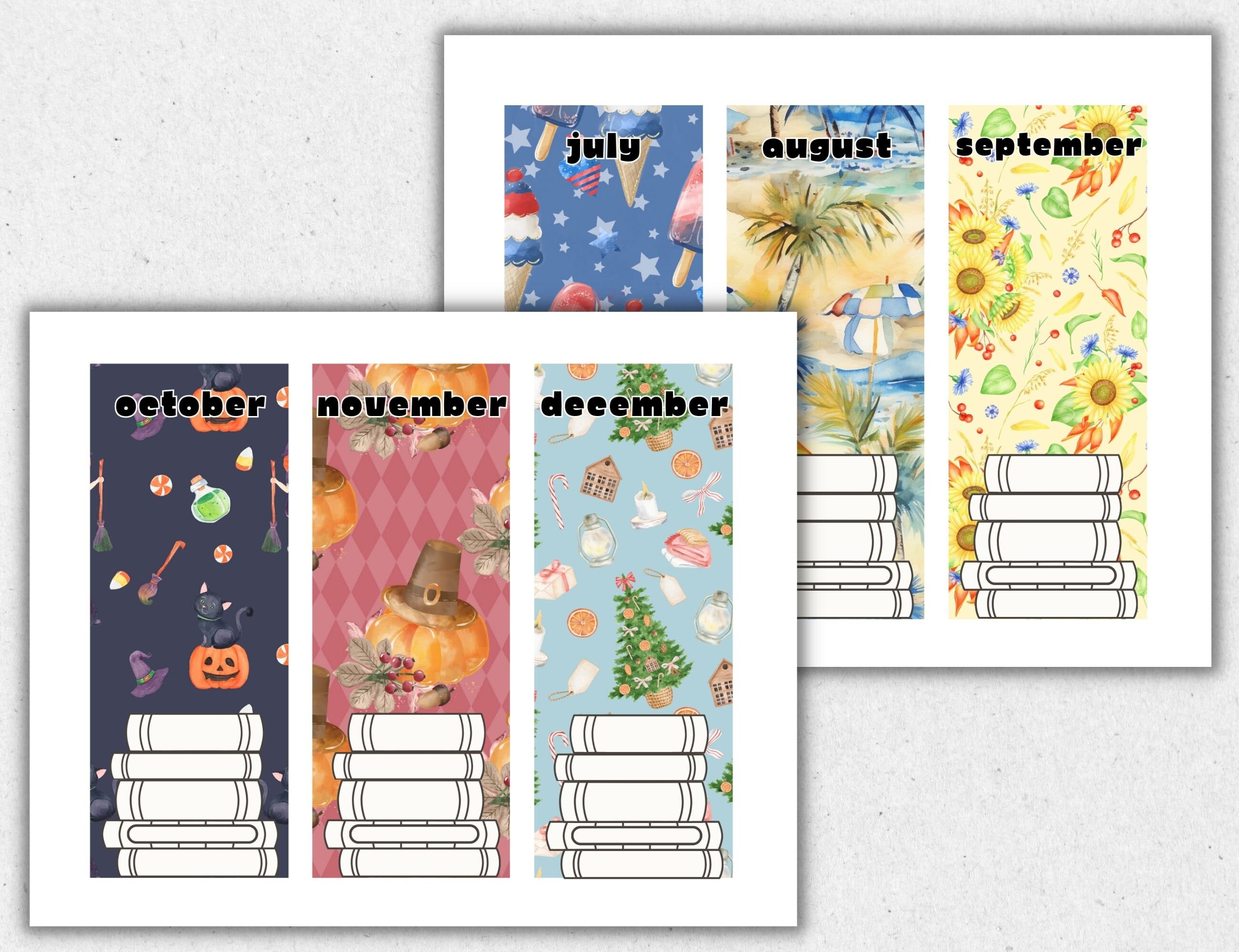 Monthly Printable Bookmarks Book Tracker Watercolor - Etsy
