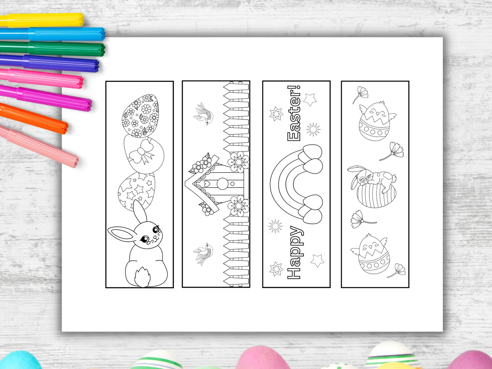 Easter Coloring Bookmarks, Printable Bookmarks for Kids, Printable ...