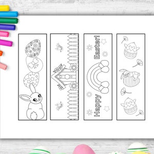 Easter Coloring Bookmarks, Printable Bookmarks for Kids, Printable ...