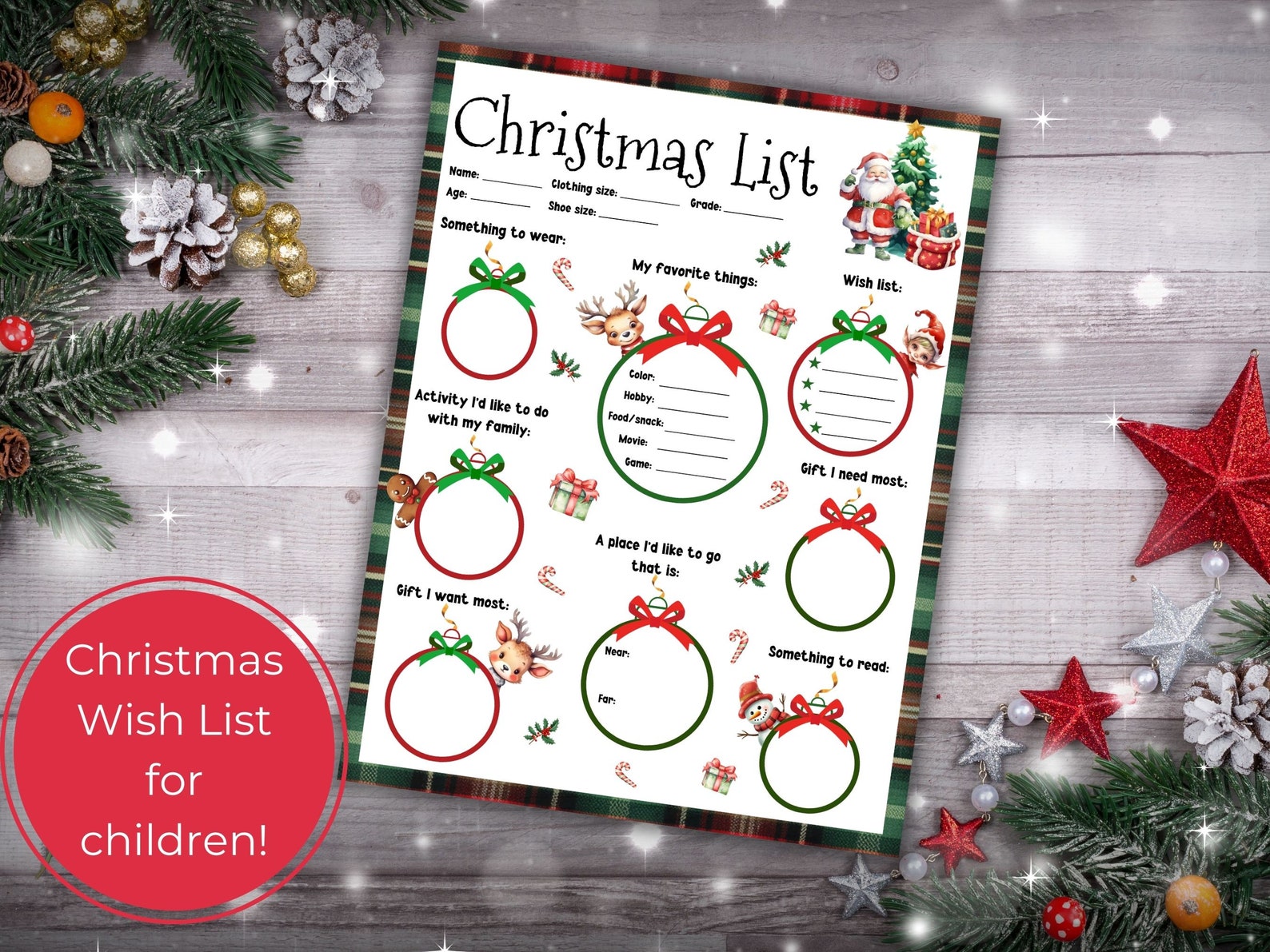 Christmas List for Children, Santa Letter, Christmas Printable, Santa ...