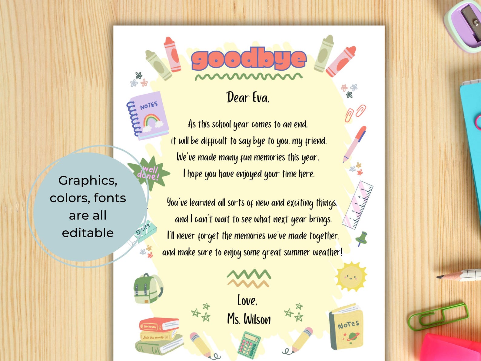 Editable End of Year Poem, End of Year Teacher, End of Year Letter, End ...