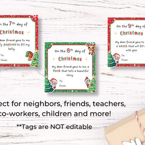 12 Days of Christmas Gift Tags, Christmas Countdown, Christmas ...