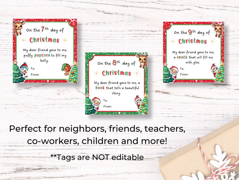 12 Days of Christmas Gift Tags, Christmas Countdown, Christmas ...