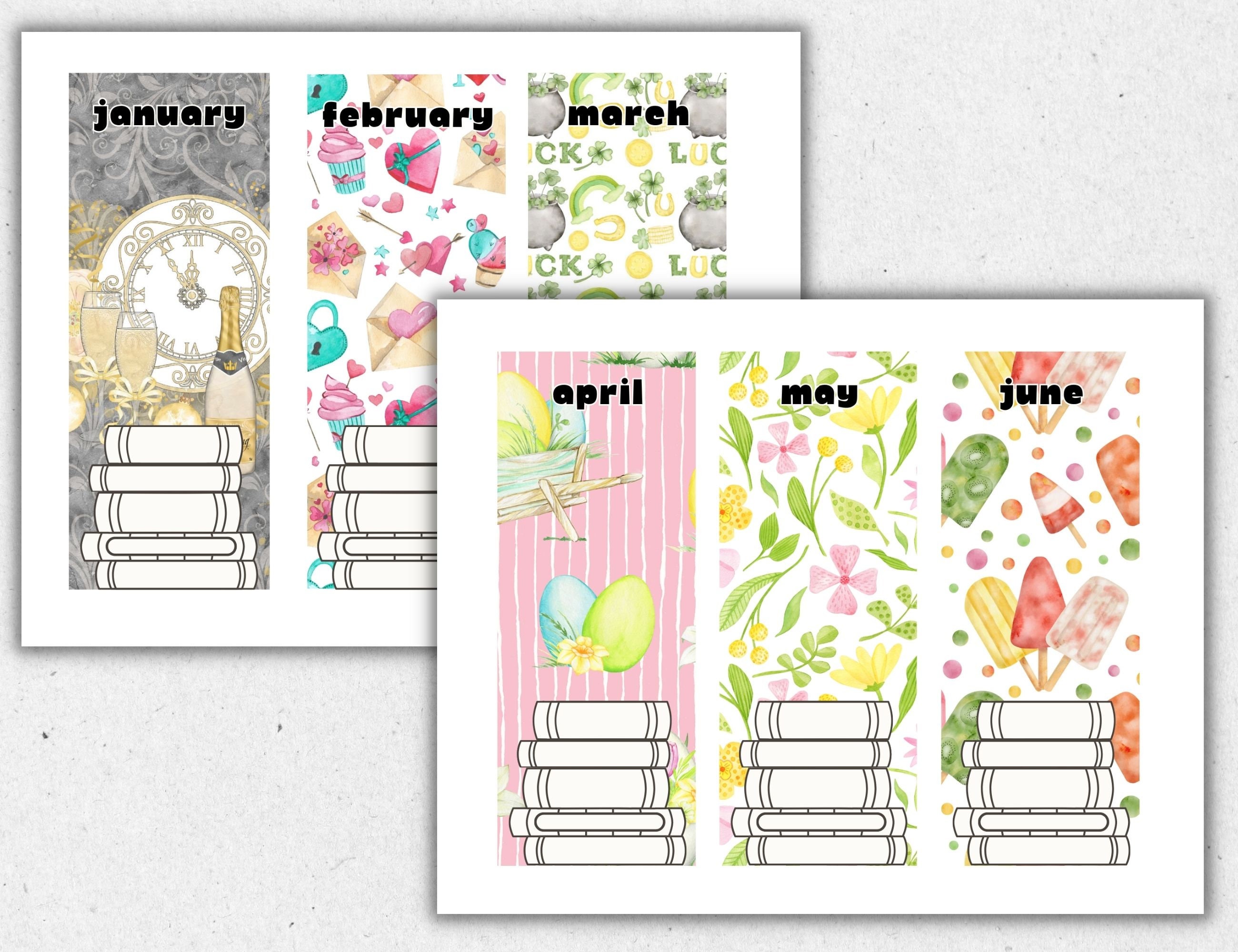 Monthly Printable Bookmarks, Book Tracker, Watercolor Bookmarks ...