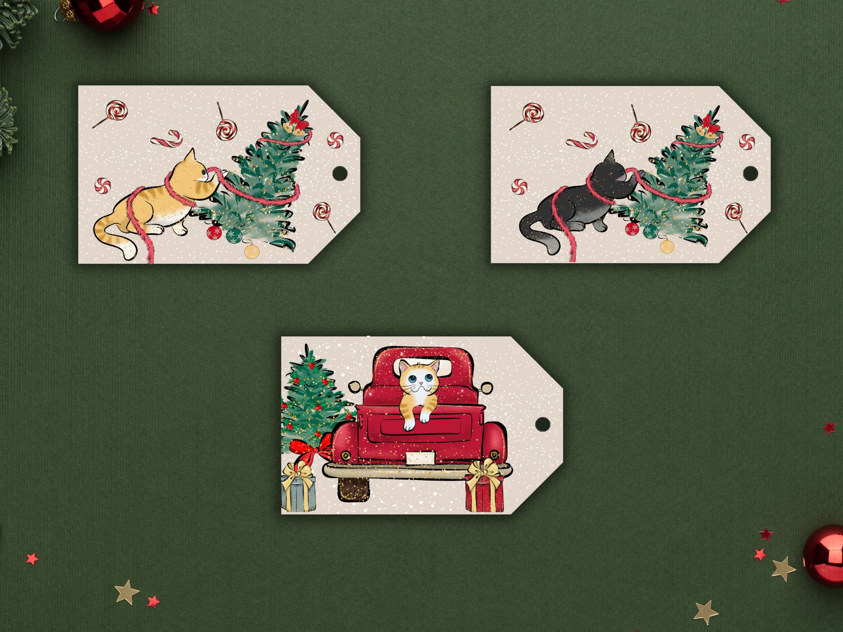 Cat Christmas Gift Tags Printable Gift Tags Cat Lover Gift - Etsy