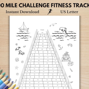 100 Mile Challenge Fitness Tracker | Instant Download | Exercise ...