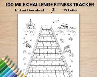 200 Mile Challenge Fitness Tracker Instant Download Exercise Tracker ...