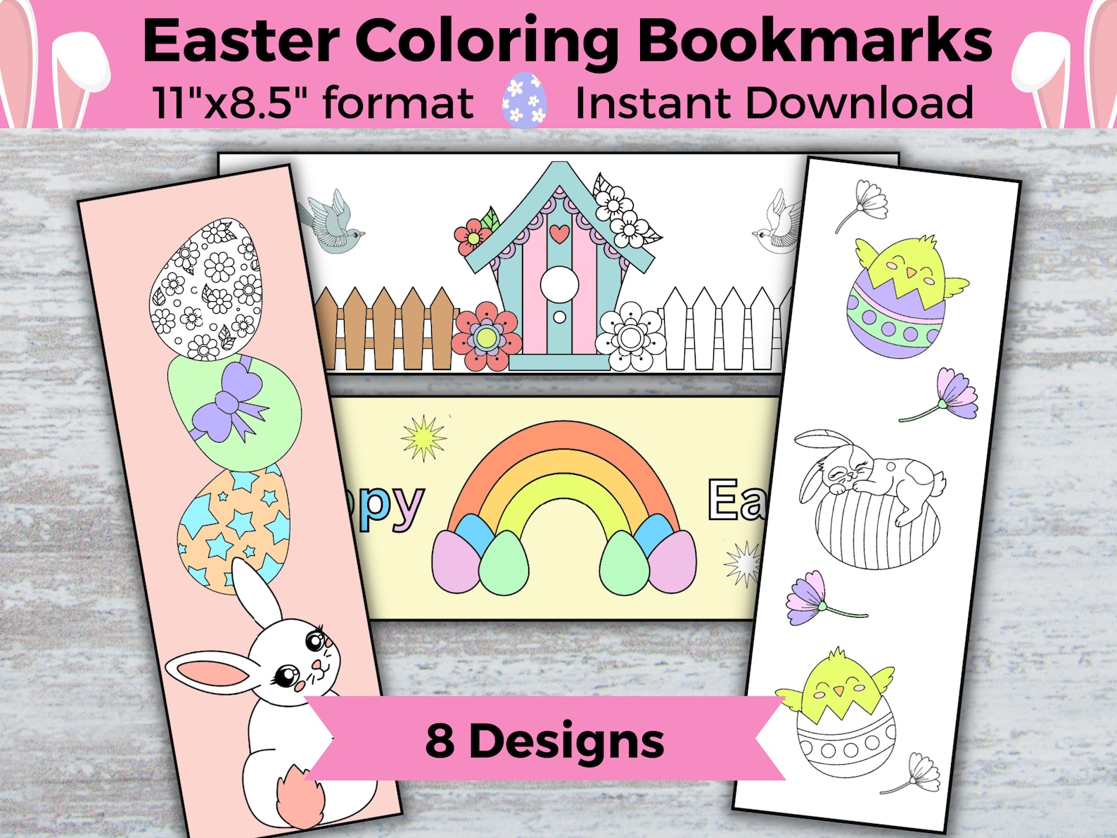 Easter Coloring Bookmarks, Printable Bookmarks for Kids, Printable ...