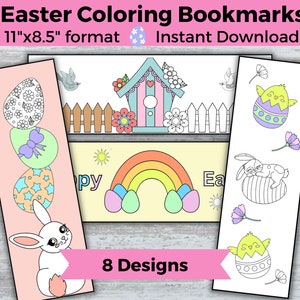 Easter Coloring Bookmarks, Printable Bookmarks for Kids, Printable ...
