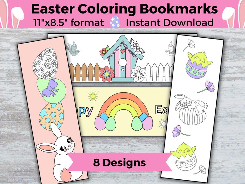 Easter Coloring Bookmarks, Printable Bookmarks for Kids, Printable ...