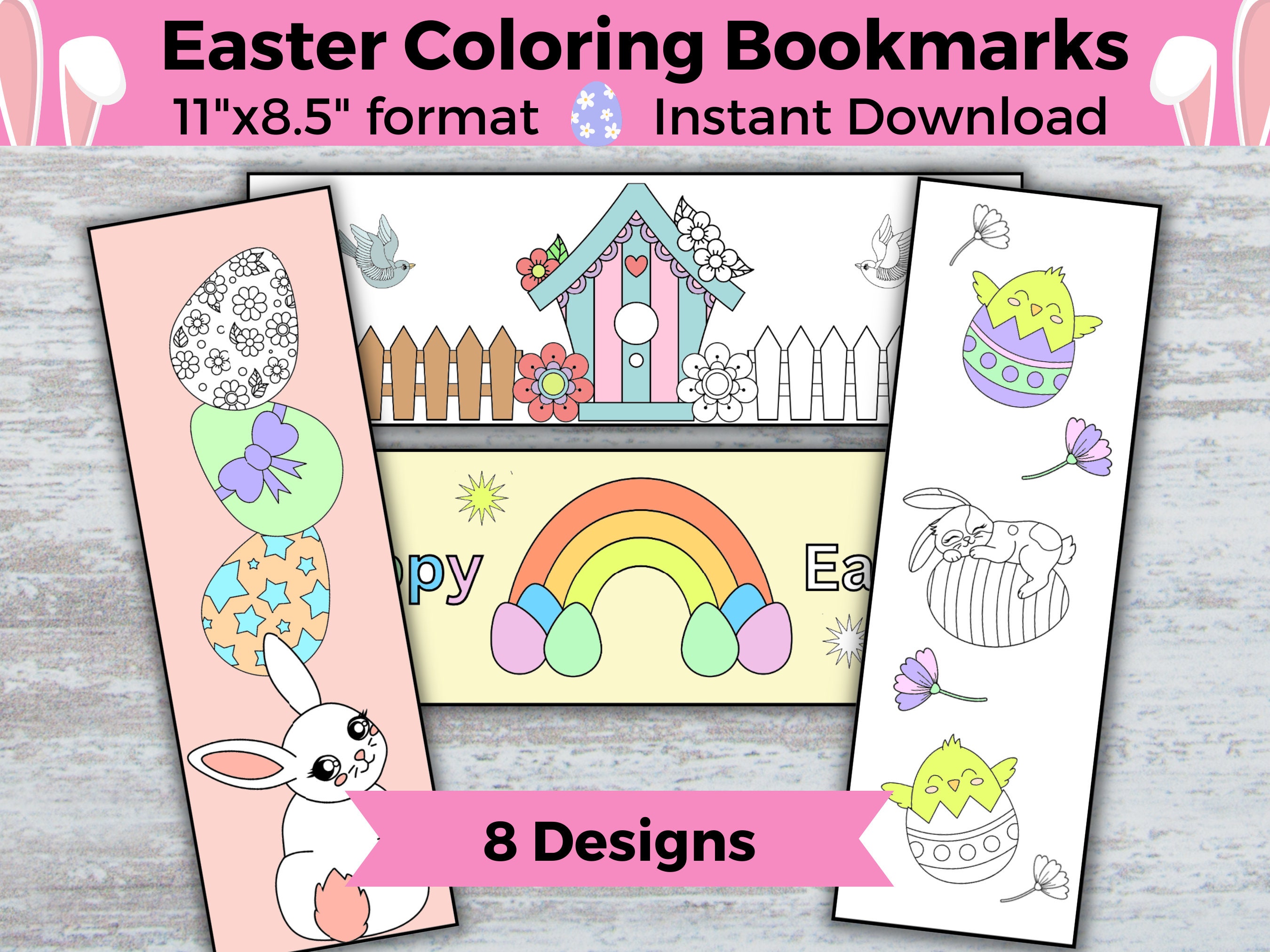 Easter Coloring Bookmarks, Printable Bookmarks for Kids, Printable ...