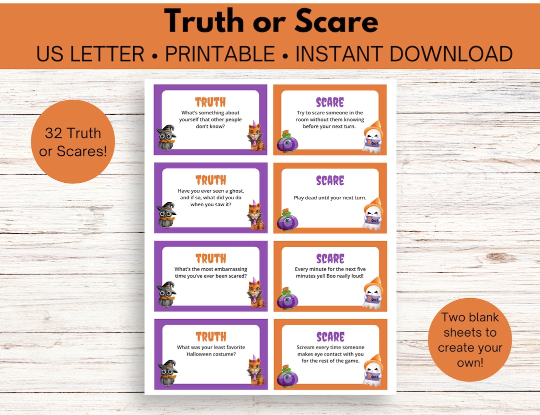 Truth or Scare | Halloween Printable | Fun Party Games | Halloween ...