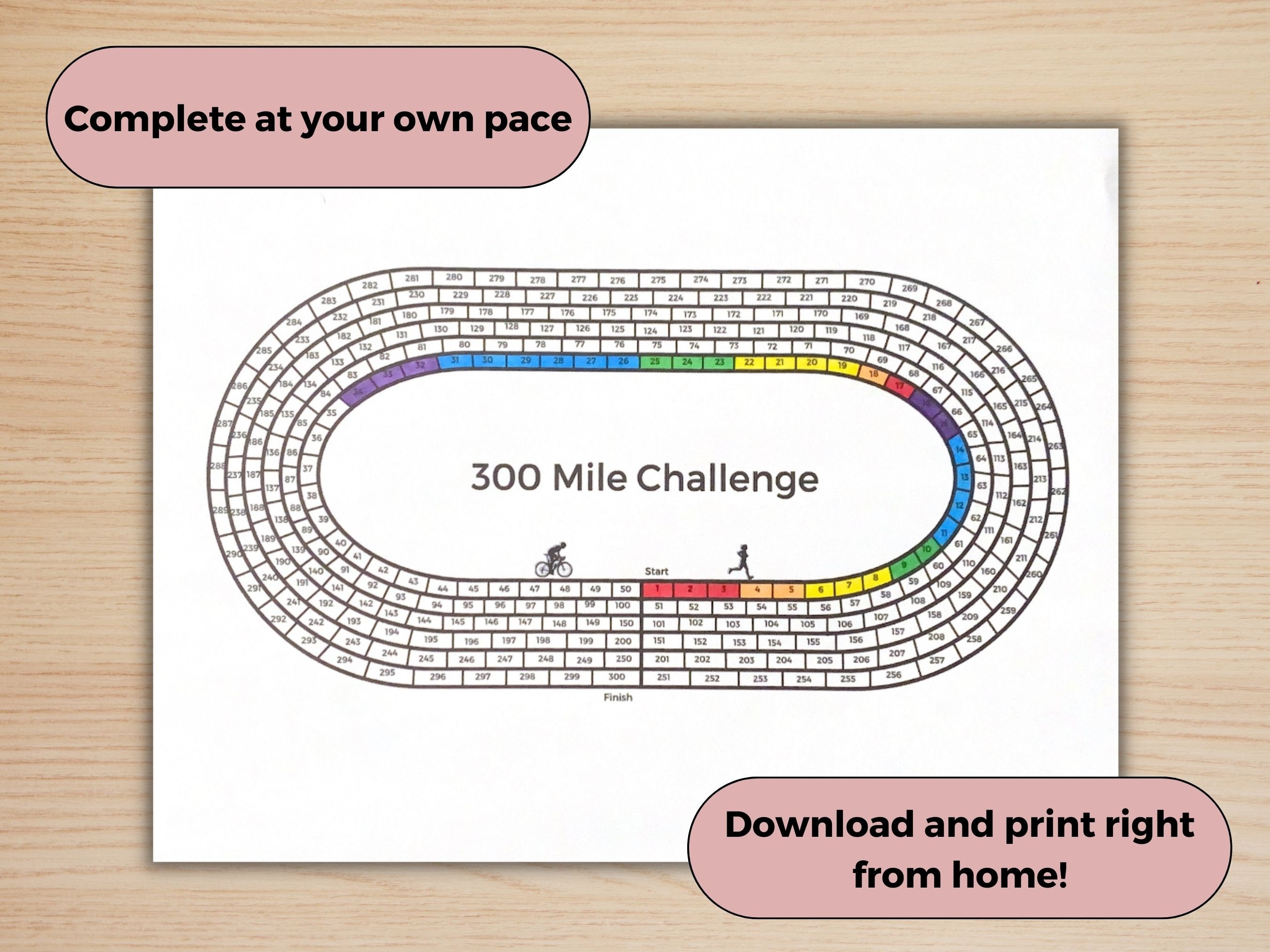 300 Mile Challenge Fitness Tracker | Goal Tracker | Exercise Tracker ...