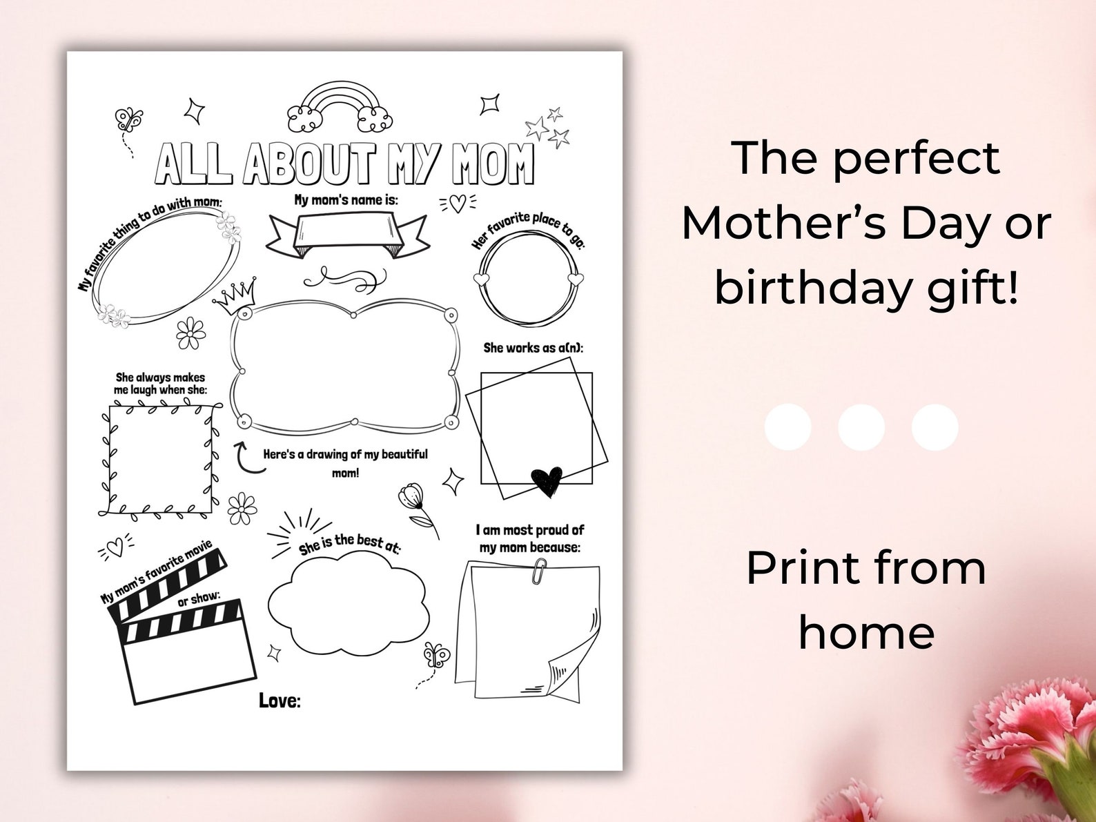All About My Mom Coloring Page, Mother's Day Printable, Birthday Gift ...