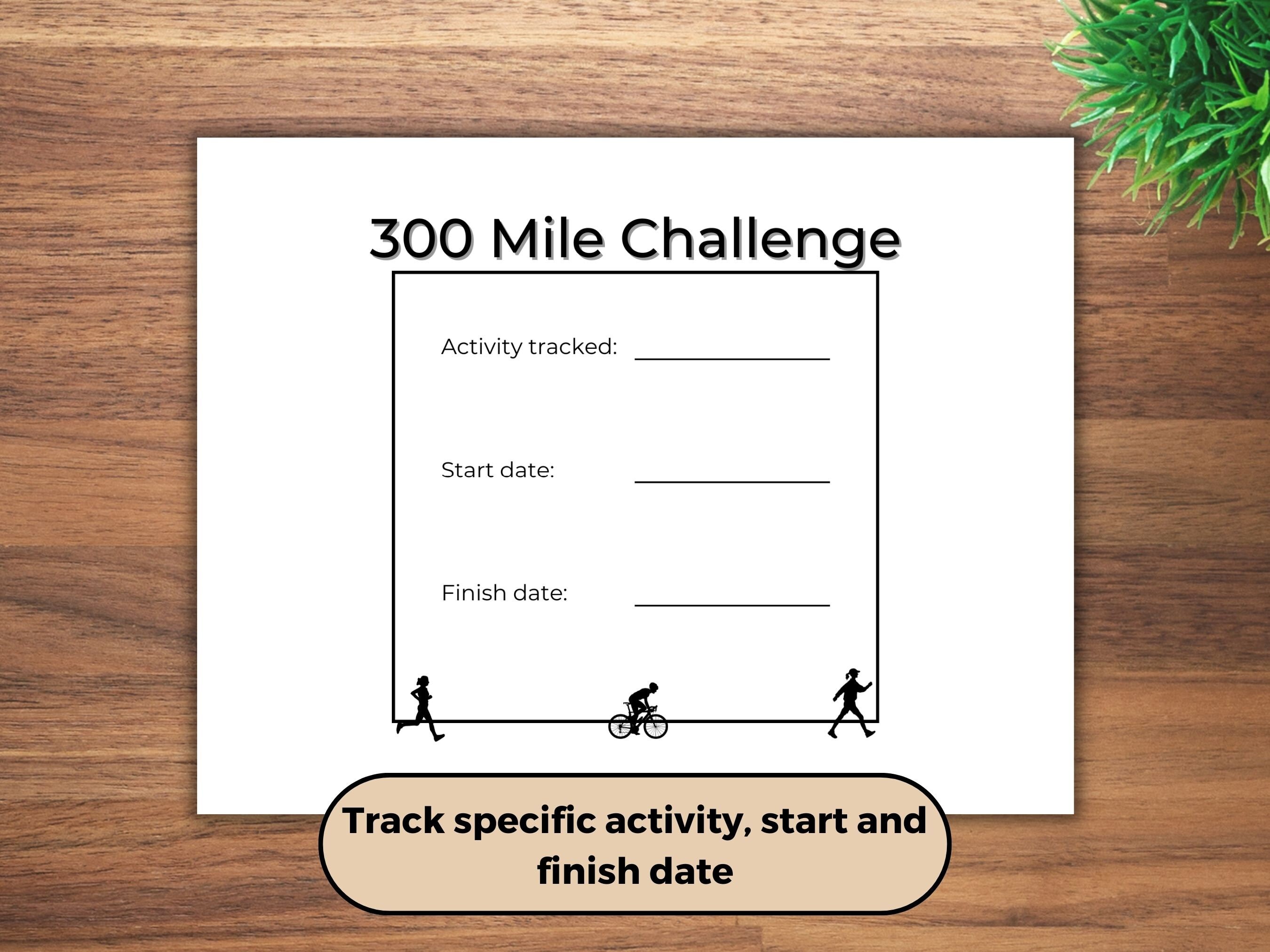 300 Mile Challenge Fitness Tracker | Instant Download | Exercise ...