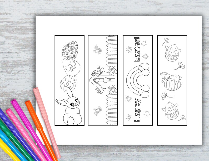 Easter Coloring Bookmarks Printable Bookmarks for Kids - Etsy
