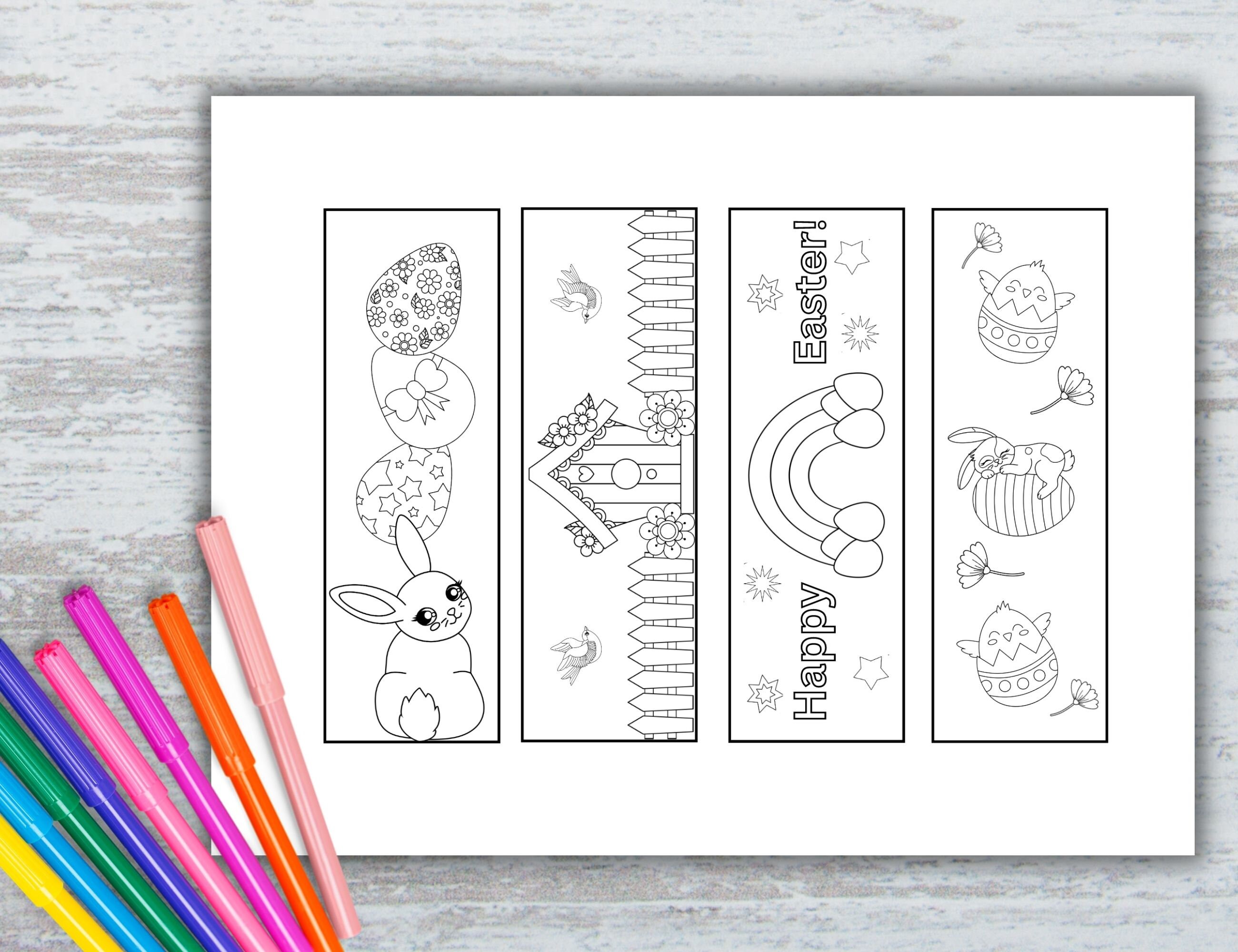 Easter Coloring Bookmarks Printable Bookmarks for Kids Printable Easter ...