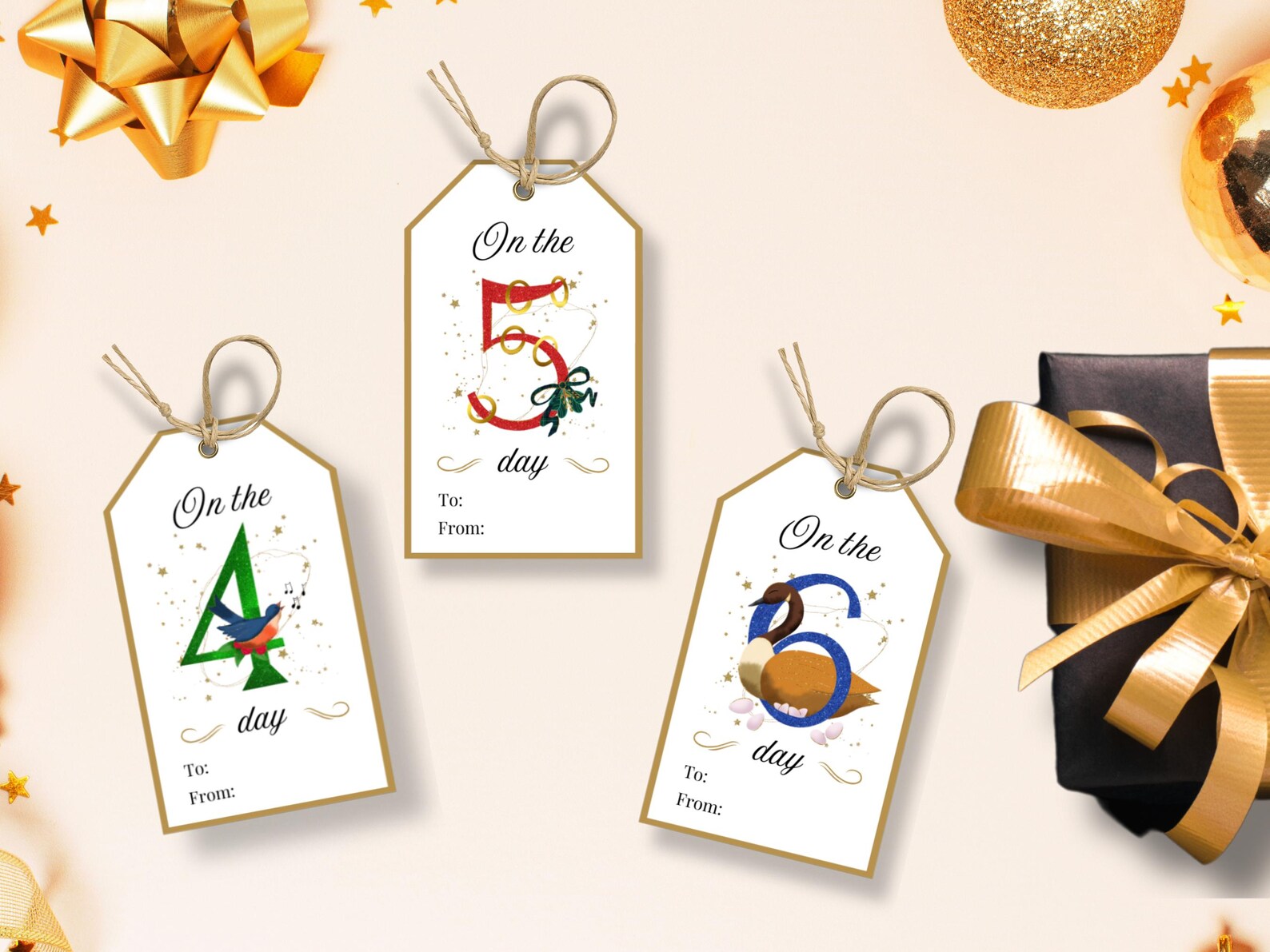 12 Days of Christmas Gift Tags, Classic Christmas Printable, Christmas ...