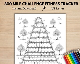 200 Mile Challenge Fitness Tracker Instant Download Exercise Tracker ...