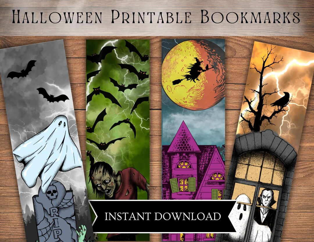 Halloween Printable Bookmarks, Spooky Bookmarks, Book Accessories ...