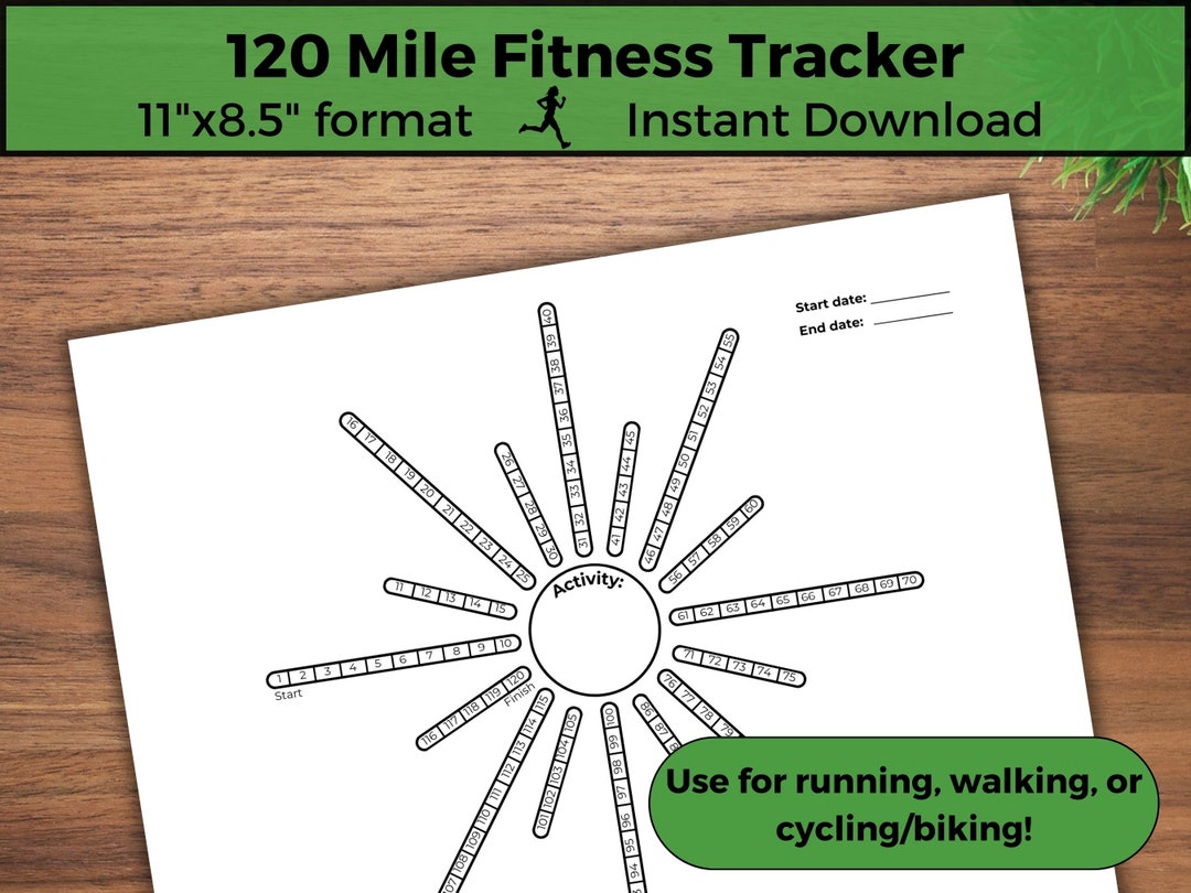 120 Mile Fitness Tracker | Goal Tracker | Exercise Tracker | Printable ...