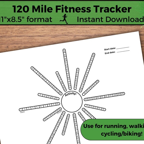100 Mile Challenge Fitness Tracker Instant Download Exercise Tracker ...