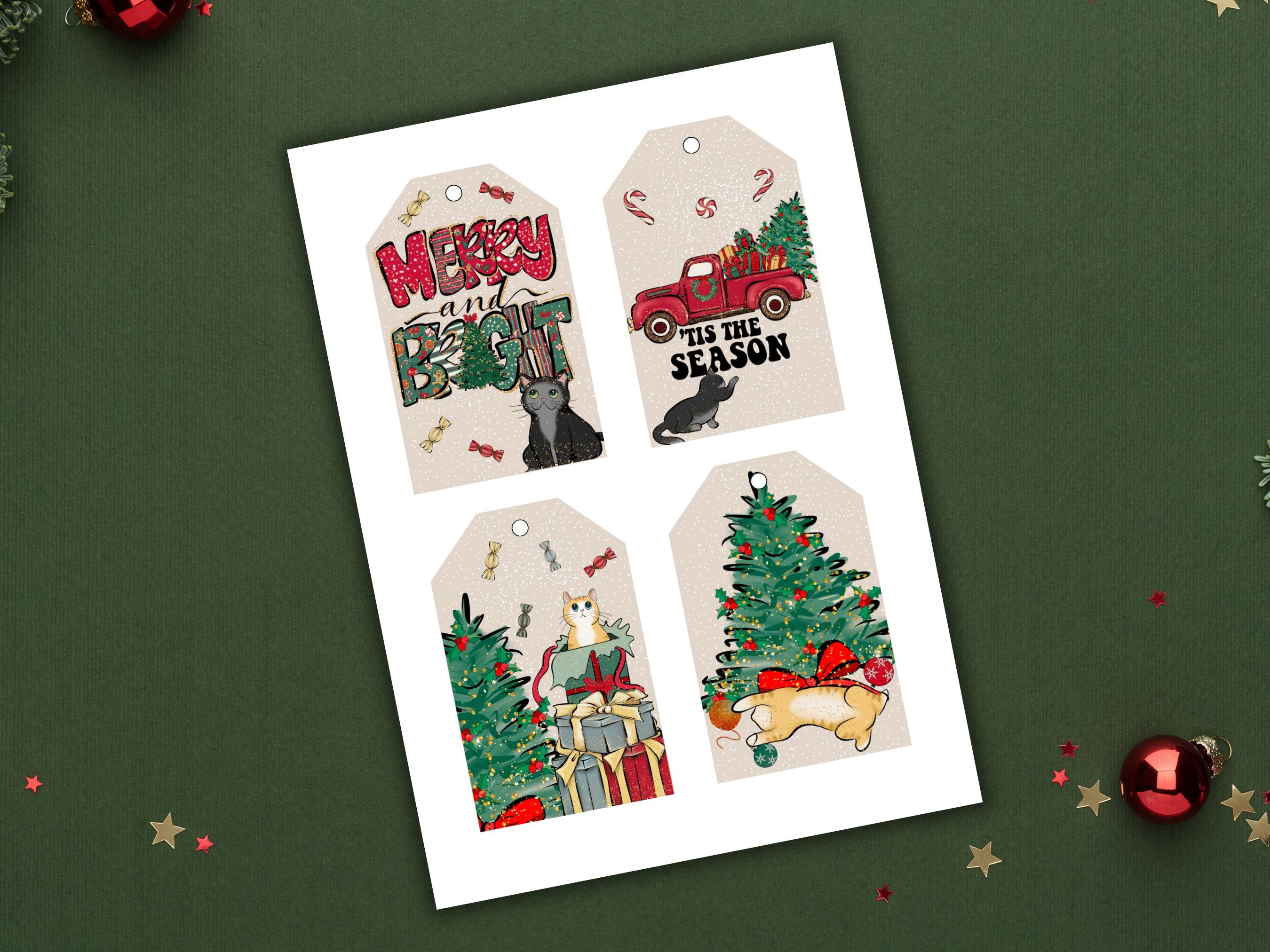 Cat Christmas Gift Tags Printable Gift Tags Cat Lover Gift - Etsy