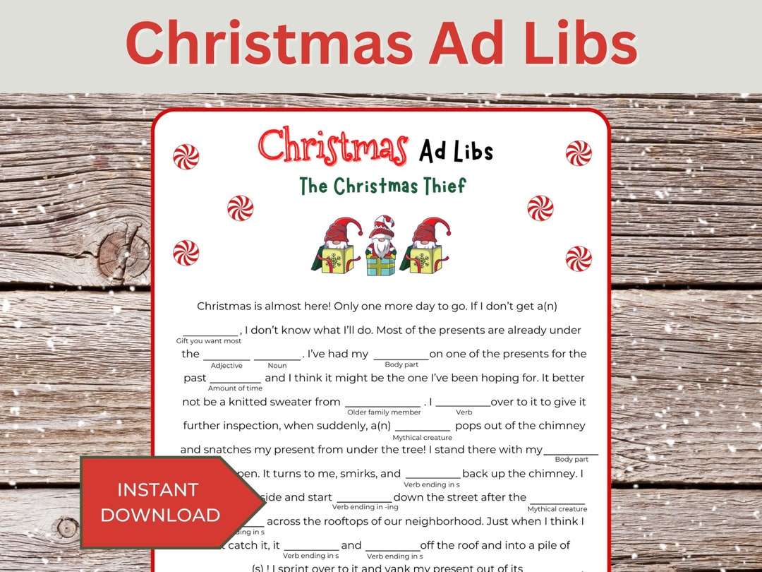 Christmas Ad Libs, Christmas Party Game, Funny Christmas, Family Game ...