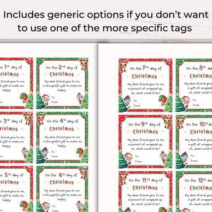 12 Days of Christmas Gift Tags, Christmas Countdown, Christmas ...