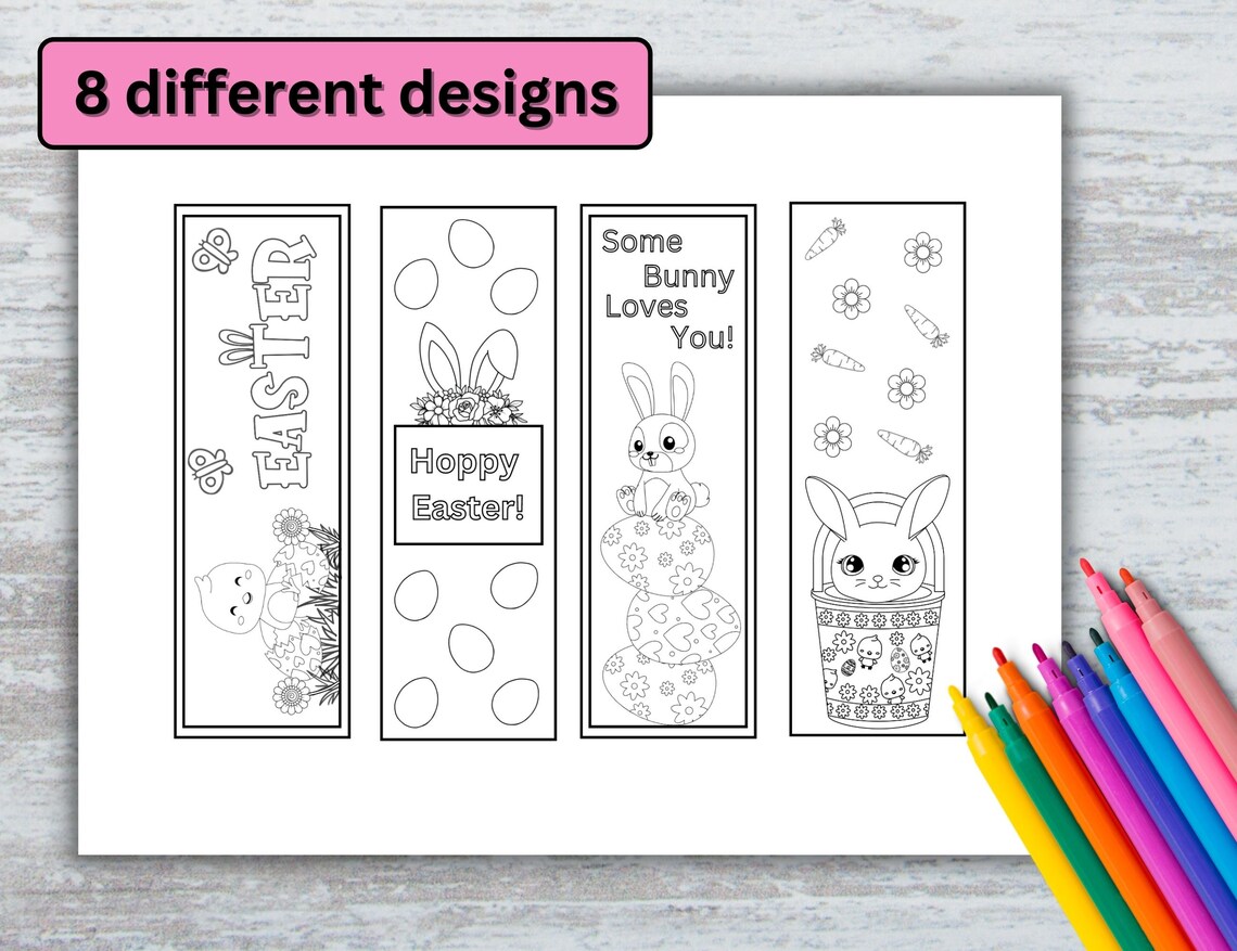 Easter Coloring Bookmarks Printable Bookmarks for Kids Printable Easter ...
