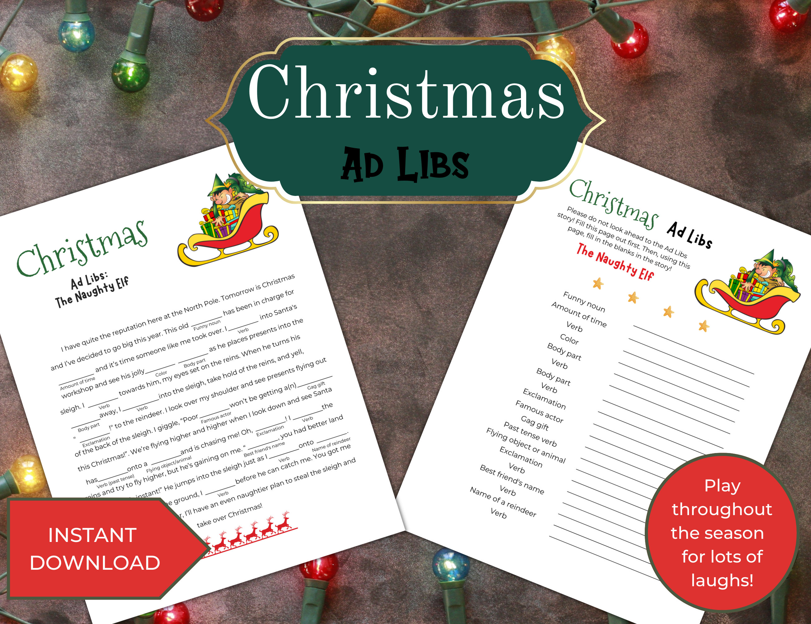 Christmas Ad Libs for Children and Adults to Play Throughout the ...
