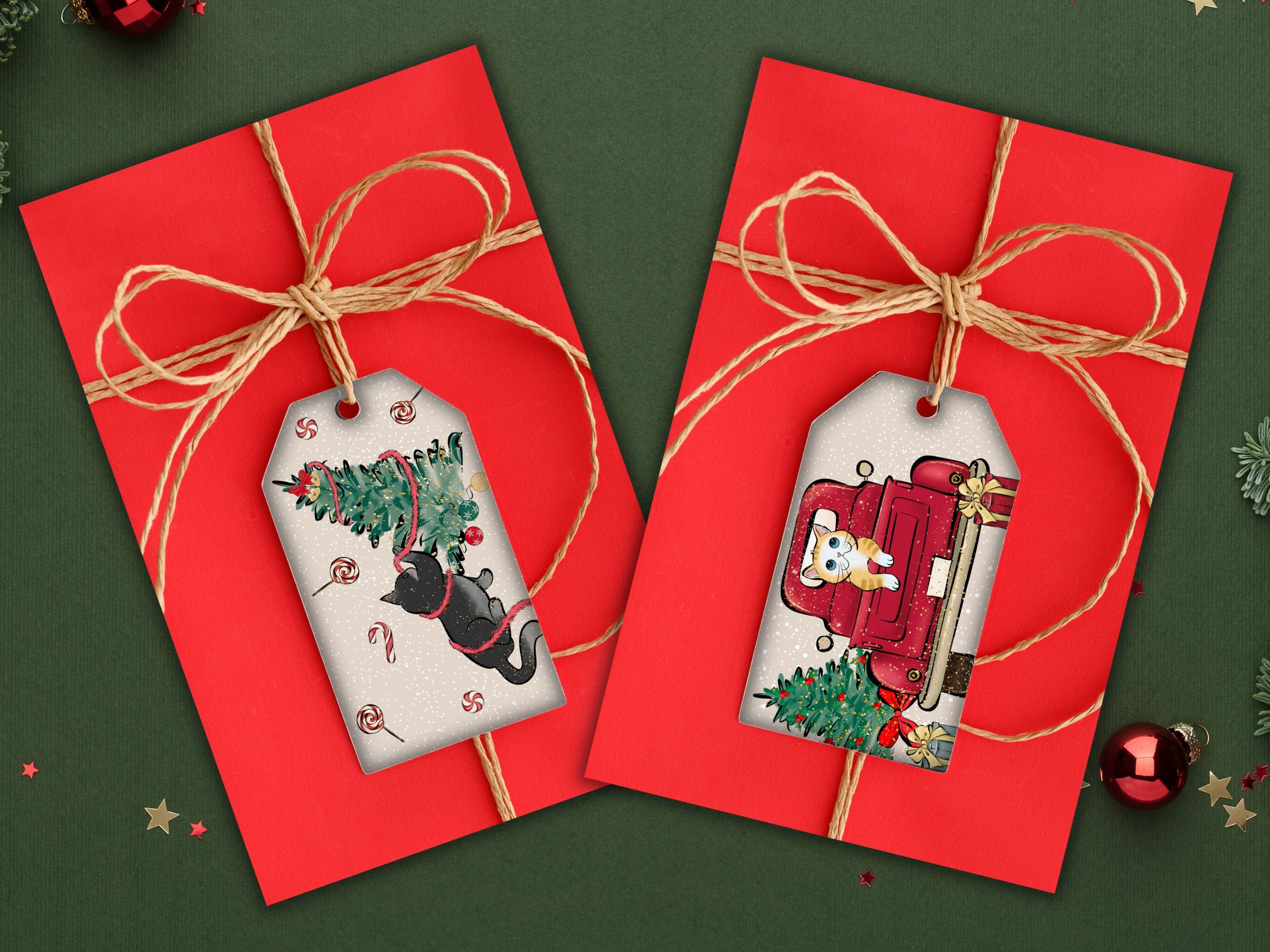 Cat Christmas Gift Tags, Printable Gift Tags, Cat Lover Gift for Women ...