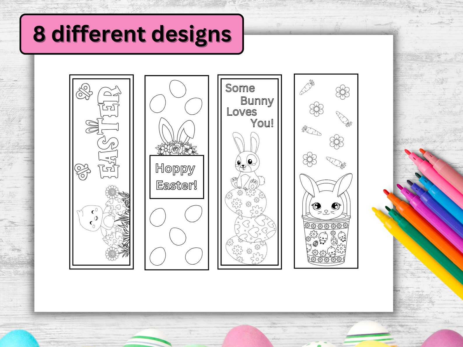 Easter Coloring Bookmarks, Printable Bookmarks for Kids, Printable ...