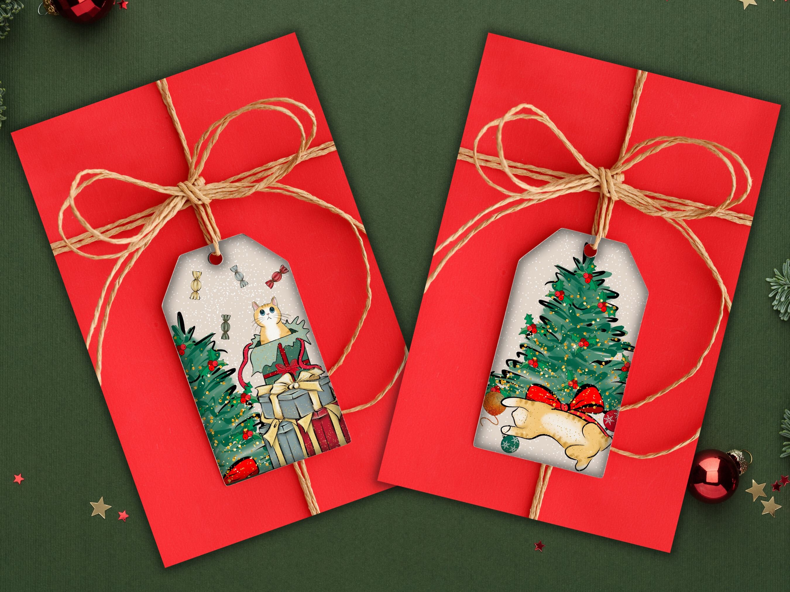 Cat Christmas Gift Tags, Printable Gift Tags, Cat Lover Gift for Women ...