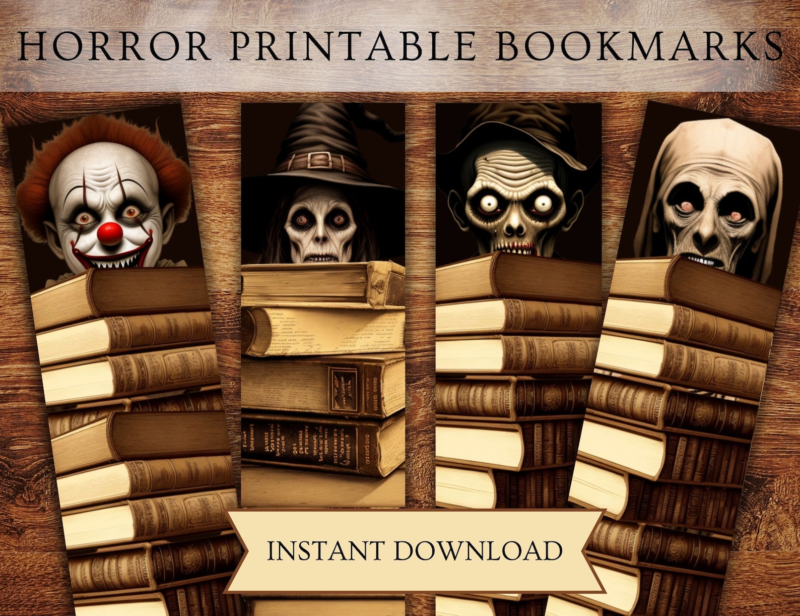 Horror Printable Bookmarks, Horror Gifts, Spooky Bookmarks, Witch ...