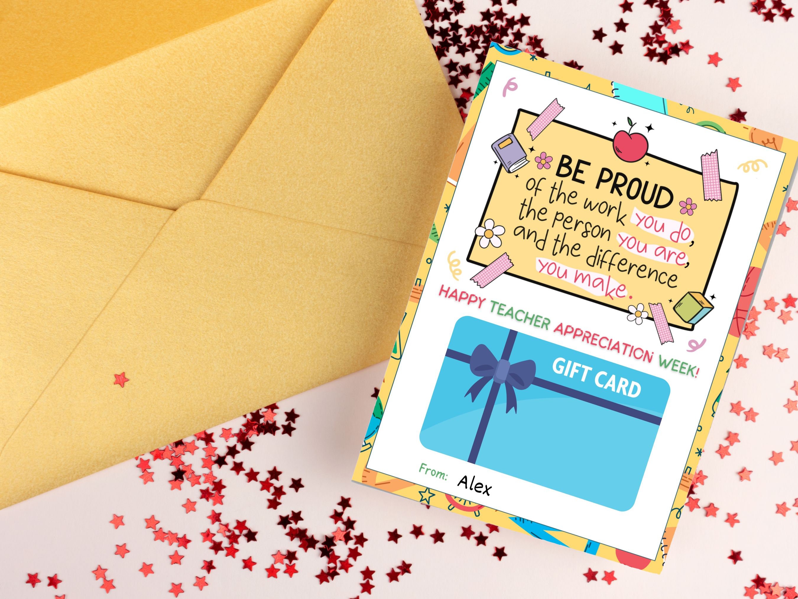 Teacher Gift Card Holder Teacher Appreciation Printable Teacher ...