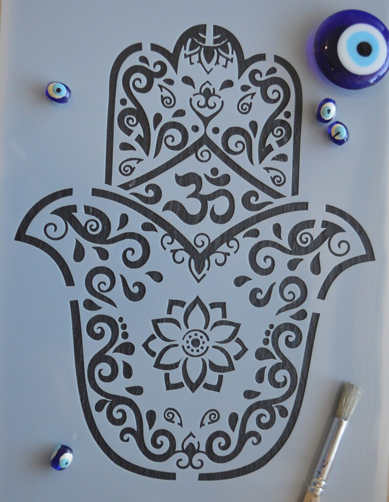 A4 Hamsa Hand Stencil in A4 for Furniture, Fabric, Murals, Etching, All ...